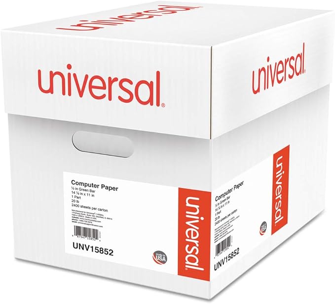 Amazon.com : Universal UNV15852 Green Bar Computer Paper, 20lb, 14-7/8 ...
