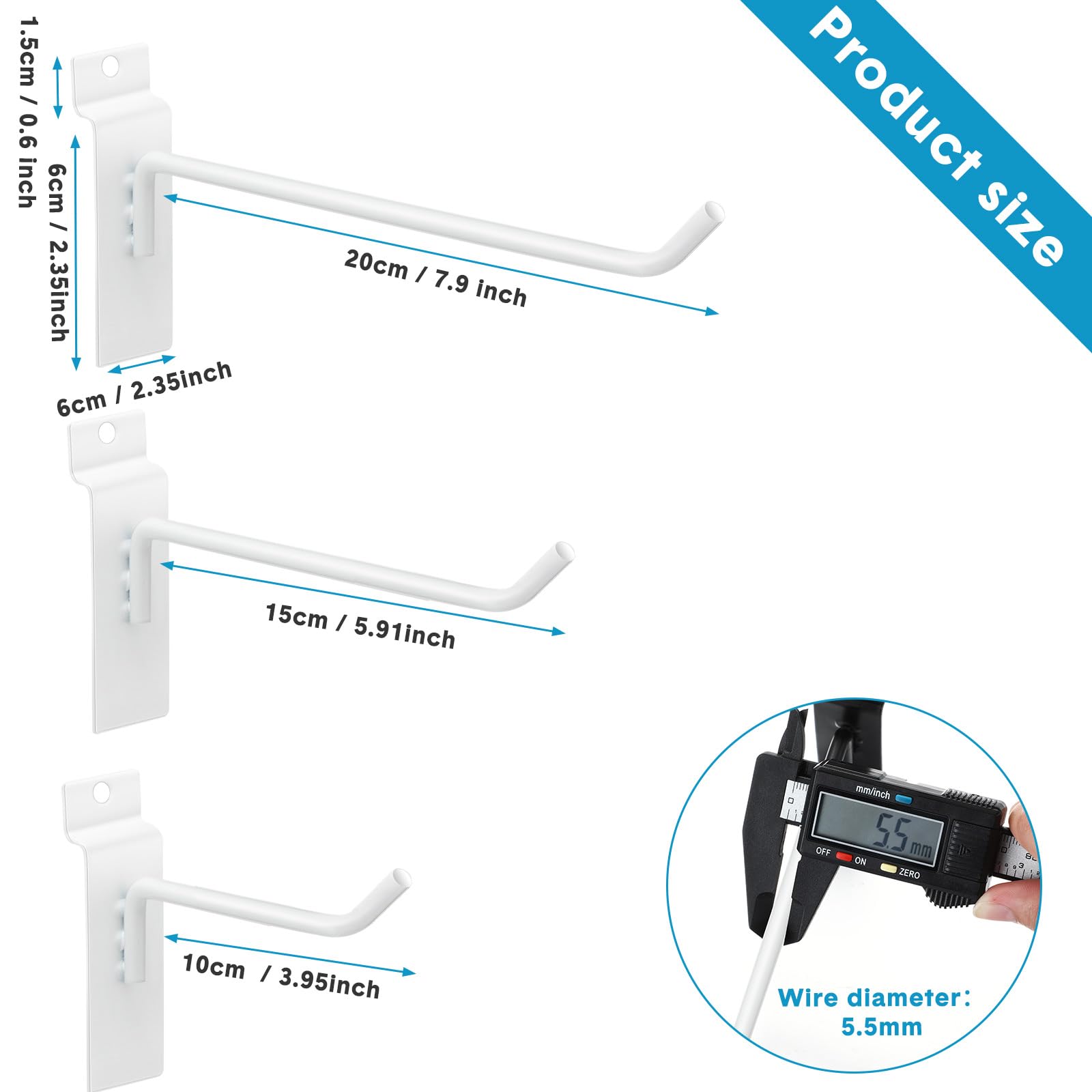 Snapklik.com : Slatwall Hooks 24 Pcs 4/6/8 Inch Slatwall Accessories ...