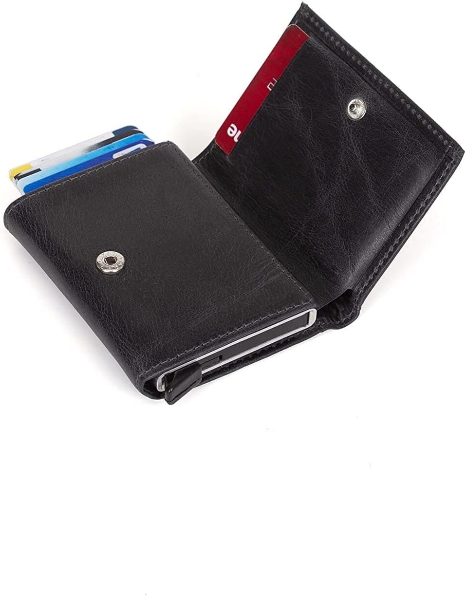 Amazon.com: Genuine Crazy Texture Saddle Leather Men's Twofold Wallet ...