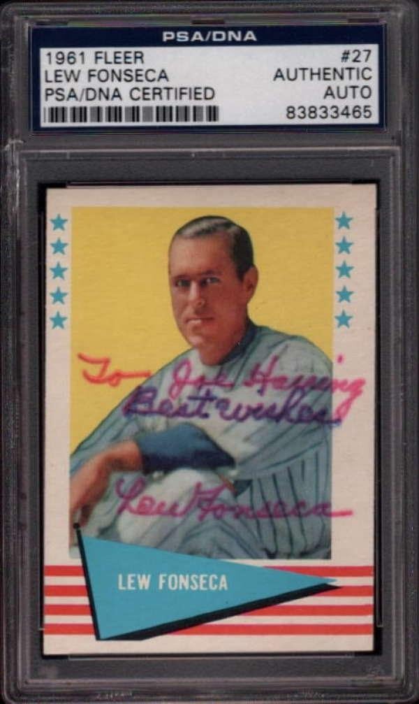 1961 Fleer #27 Lew Fonseca Authentic Auto Jgr1292 - PSA/DNA Certified ...