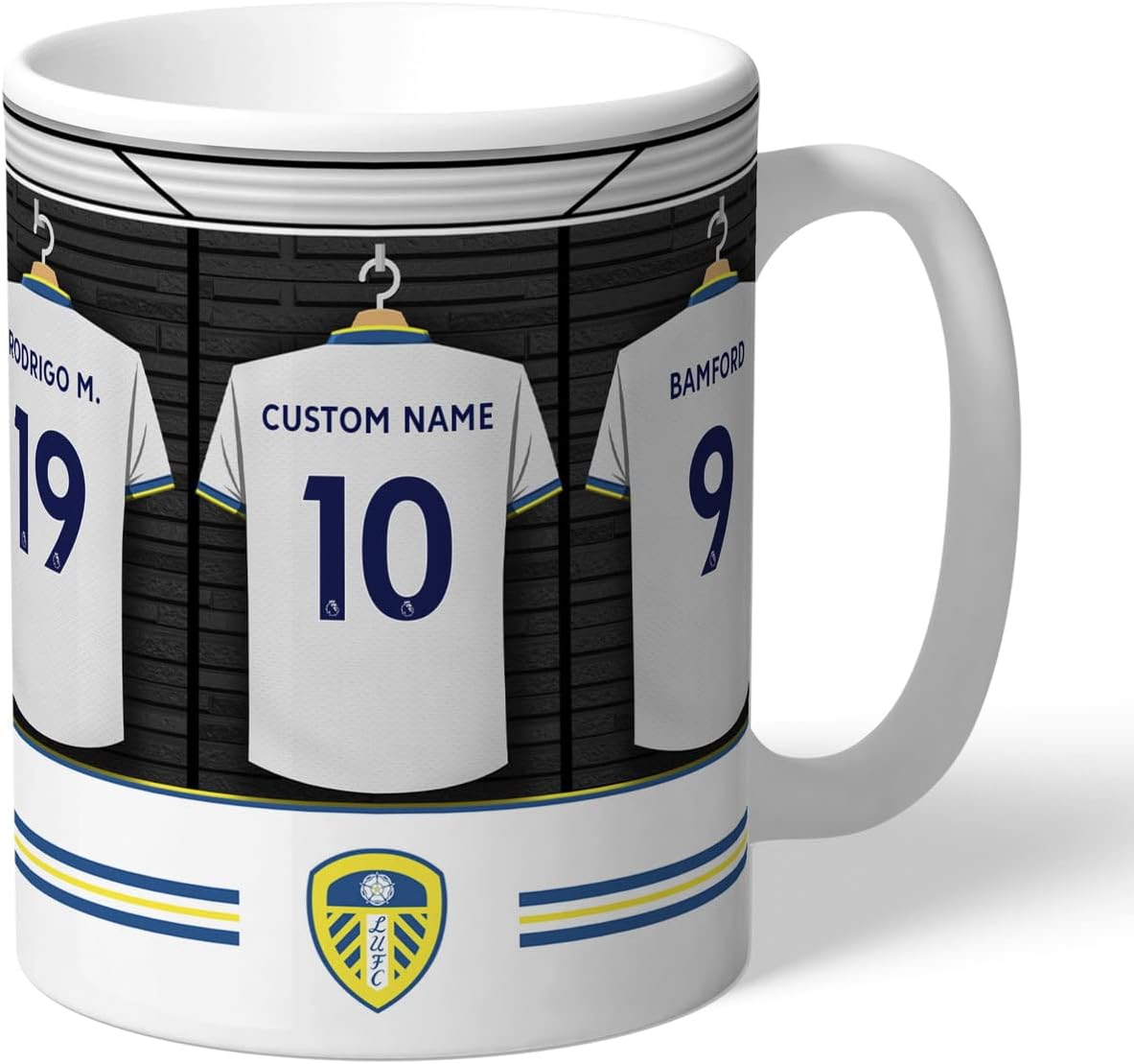 Personalised Leeds United FC Dressing Room Shirts Mug : Amazon.co.uk ...