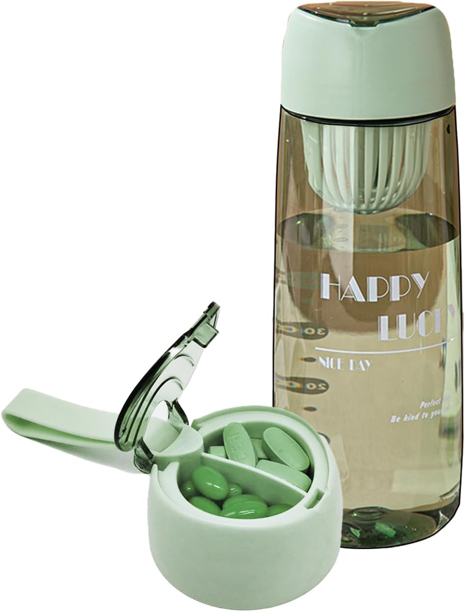 Amazon.com: MARS WELLNESS 24 Ounce Water Bottle with Slideout Pill Box ...