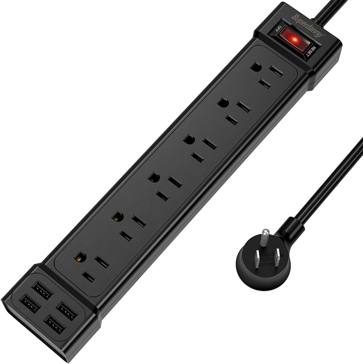 Amazon.com: Surge Protector Power Strip - Extension Cord with 6 AC Outlets 4 USB (2 USB-C Ports ...