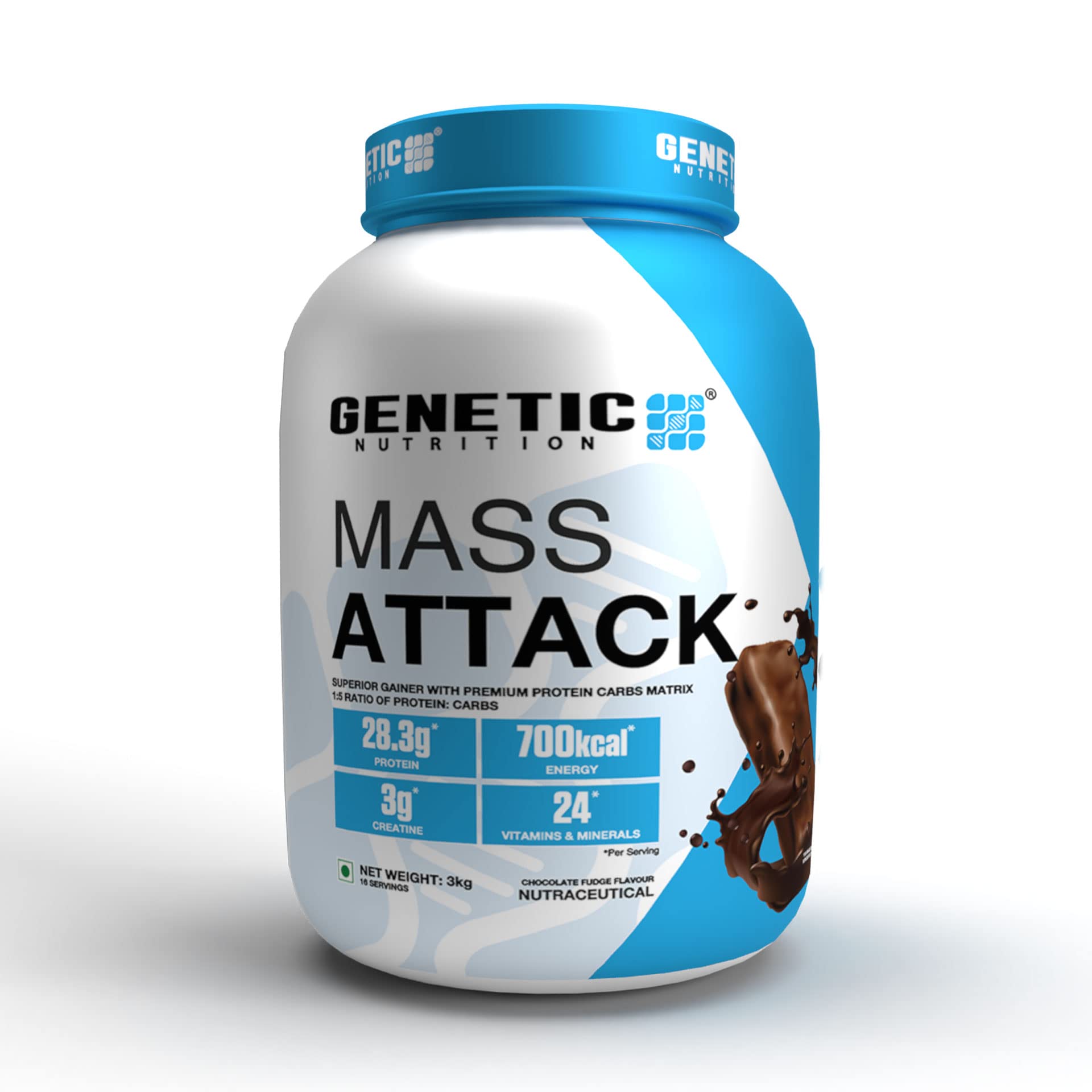 GENETICNUTRITION Mass Attack | Muscle Mass Gainer Powder Supplement ...