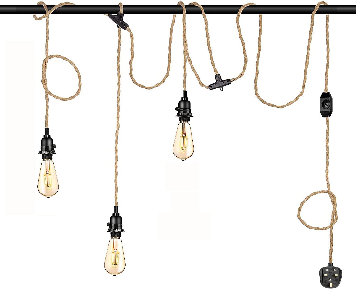DIY Triple Industrial Pendant Light Cord - 27ft Hanging Cable Light Kit ...