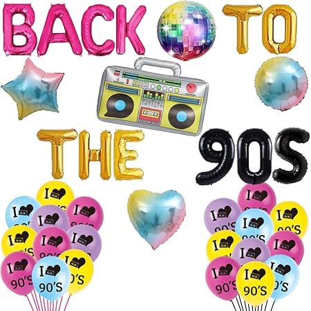 Amazon.com: 90s Themed Party Set, Include 60 Pieces I Love 90s Latex ...