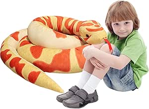 Amazon.com: ELAINREN Lifelike Orange Snake Plush Toy,Realistic Python ...