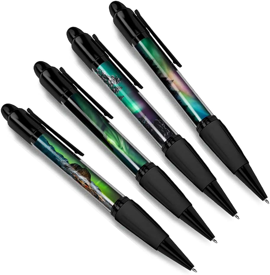 Set of 4 Northern Lights Black Ballpoint Pens - Aurora Borealis ...