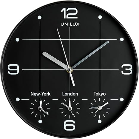 Unilux On Time Wall Clock 30 cm Black : Amazon.co.uk: Home & Kitchen