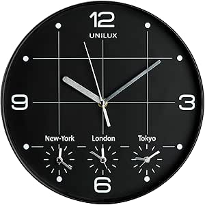 Unilux 400094567 Black Clock World Time Display-Suitable for Shops ...