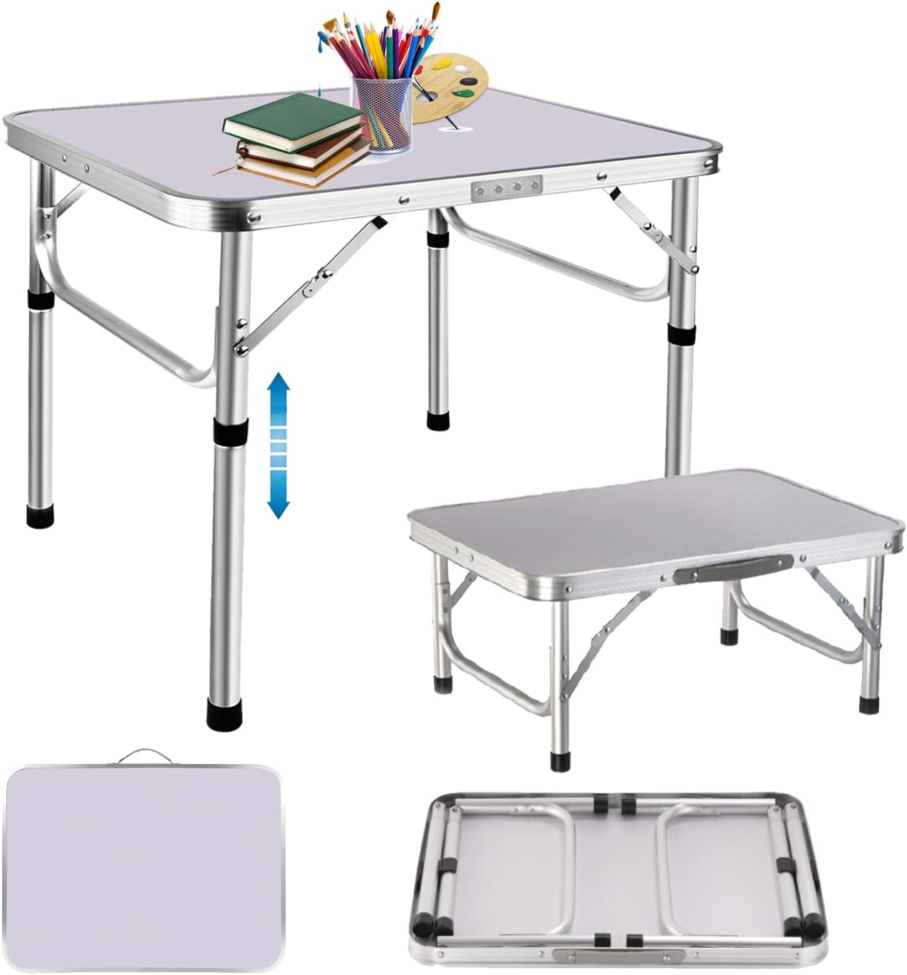7Sevenjokers 2ft Folding Table for Dining with Adjustable Heights Kids ...