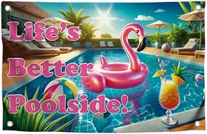 Amazon.com : 3x5 Life’s Better Poolside Flag with 4 Grommets - Tropical ...