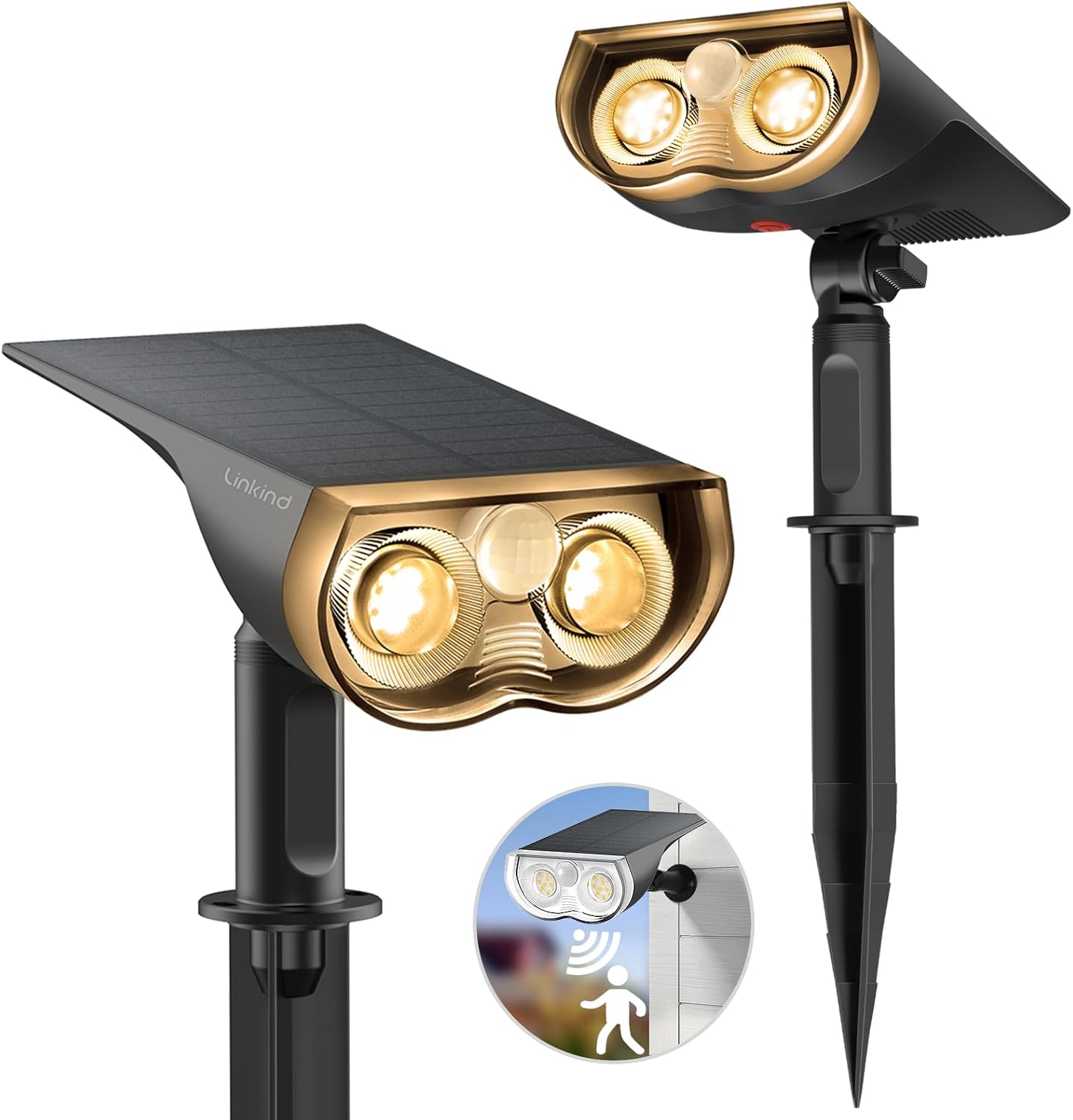 Linkind Solar Outdoor Lights, Motion Sensor Solar Spot Lights Outdoor ...