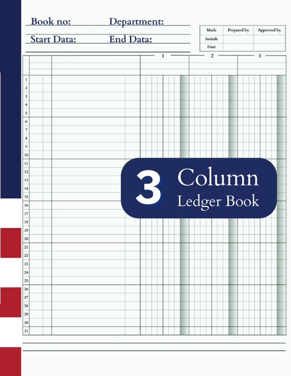 3 Column Ledger Book: Simple Three Column Journal for Record Keeping ...