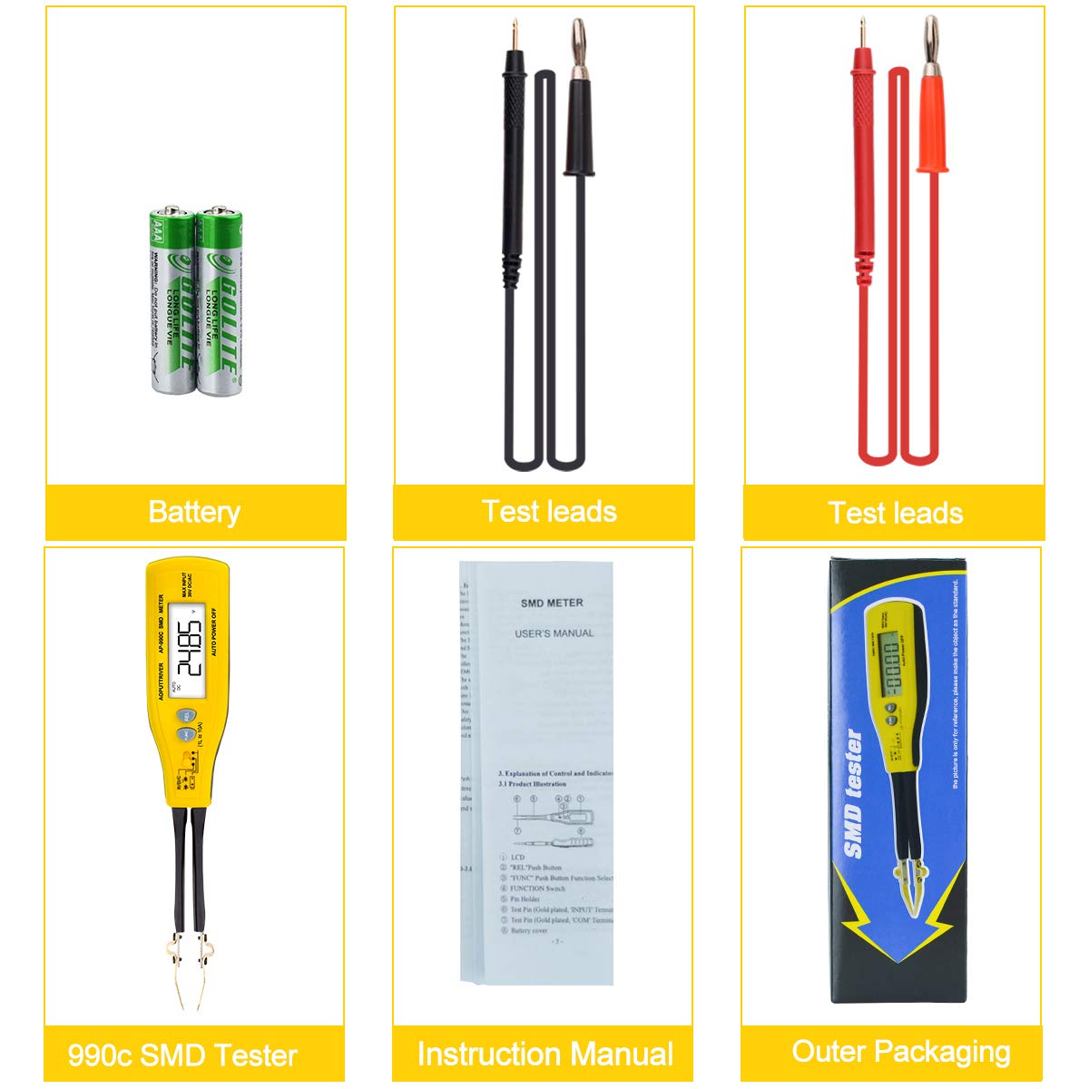 Digital SMD Tester 6000 Counts SMD Meter Handheld Multimeter Tweezer ...