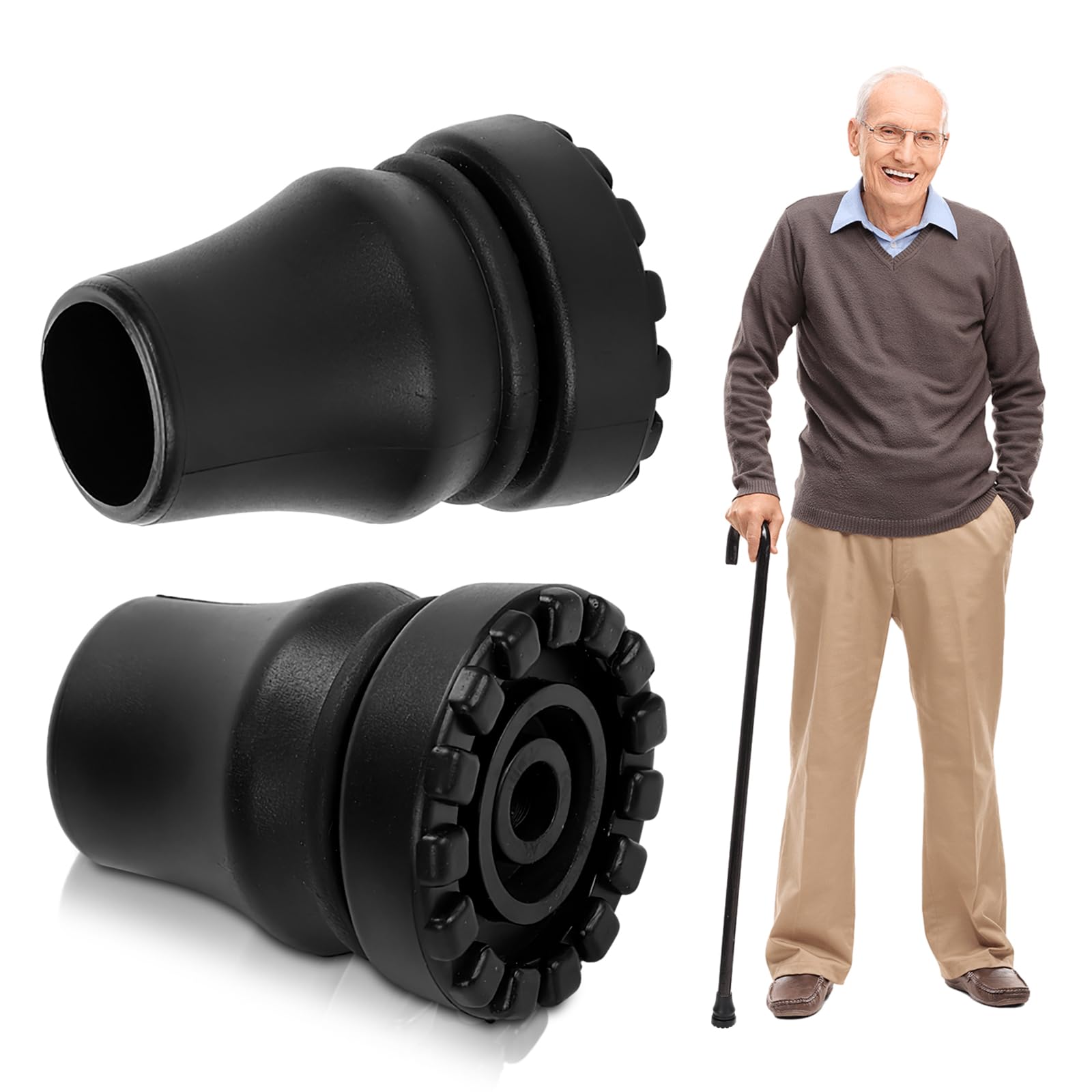 Cane Tips, 2 Pcs 3/4 Inch Rubber Crutch Tips, Non Slip Cane Tips for ...