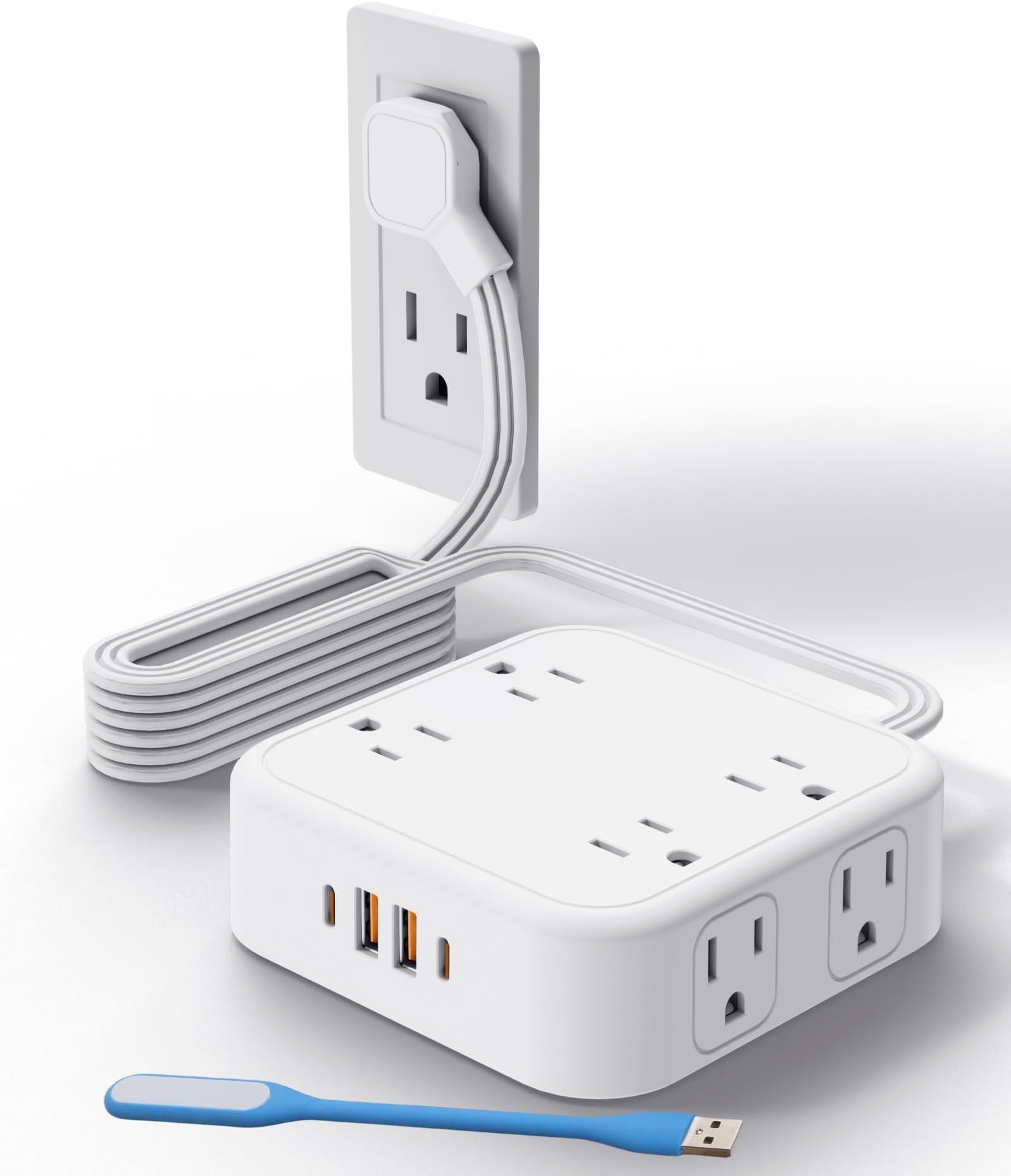 Amazon.com: KMC 2-Outlet Mini Surge Protector Power Strip, 1 USB-C & 2 ...