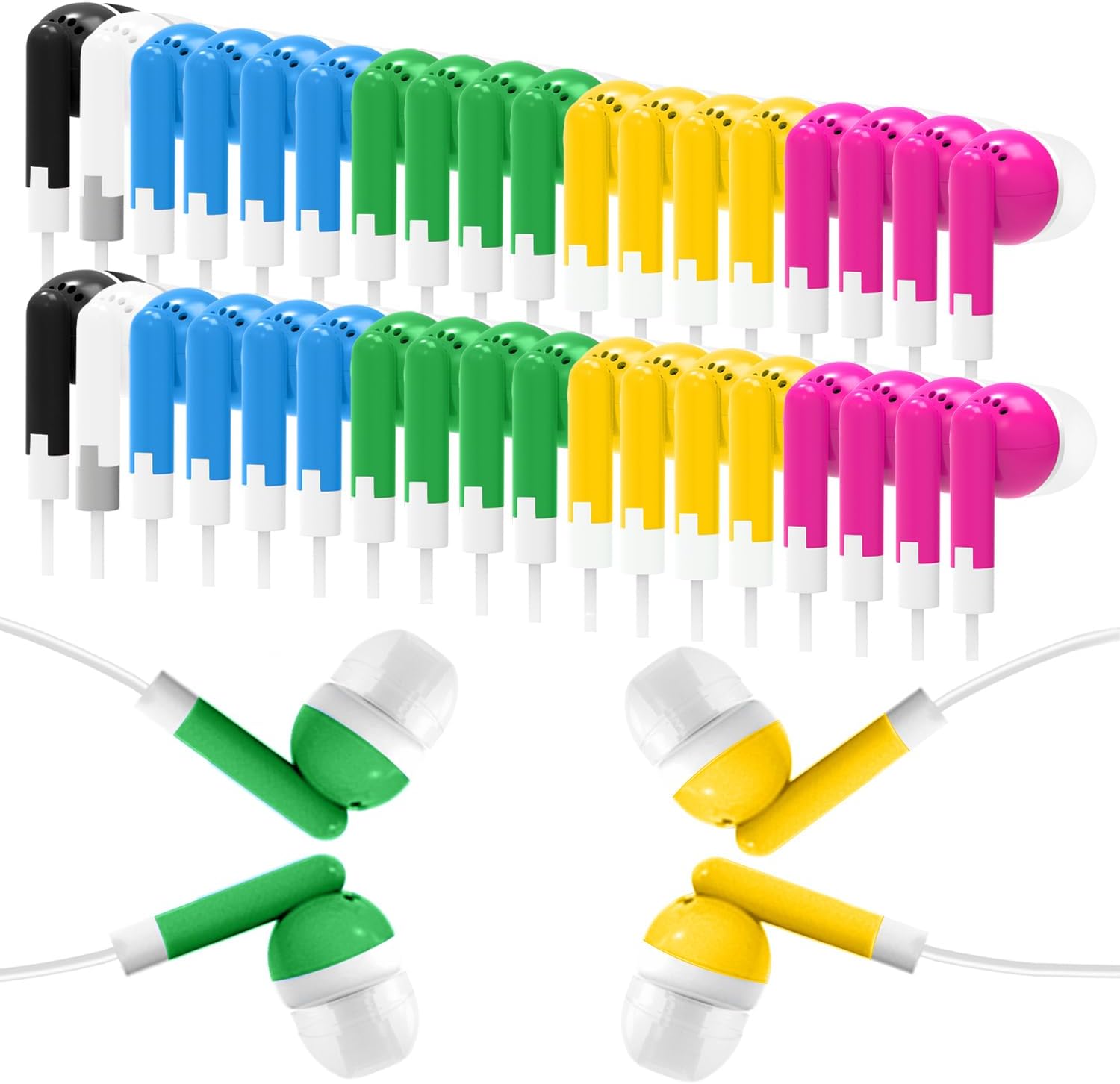 Amazon.com: XOSDA 50 Pack Earbud Bulk Kids Headphone for Classroom ...