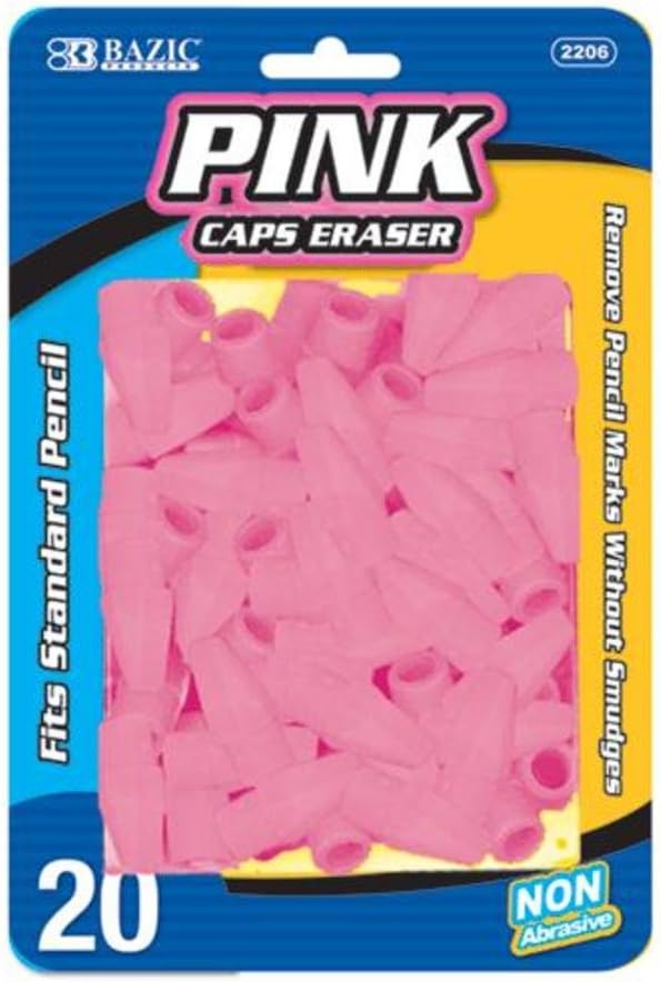 Amazon.com : BAZIC Products Pink Eraser Top, Latex Free Pencil Tops ...