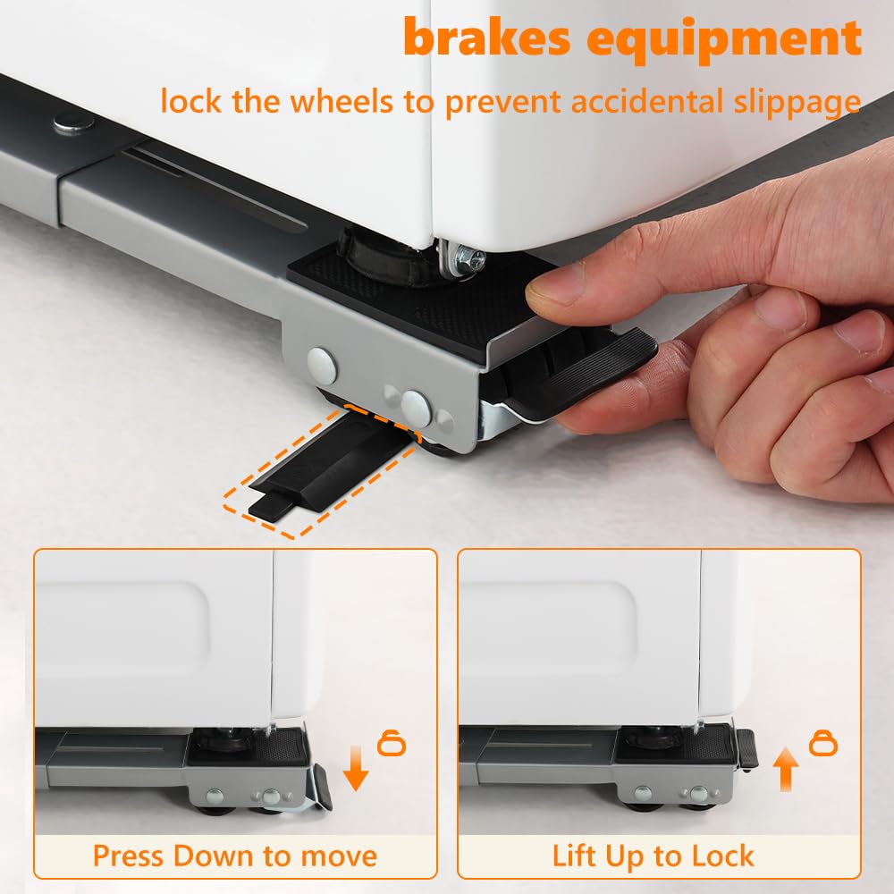 LUCKUP Heavy Duty Appliance Rollers, Extendable Washing Machine Stand ...