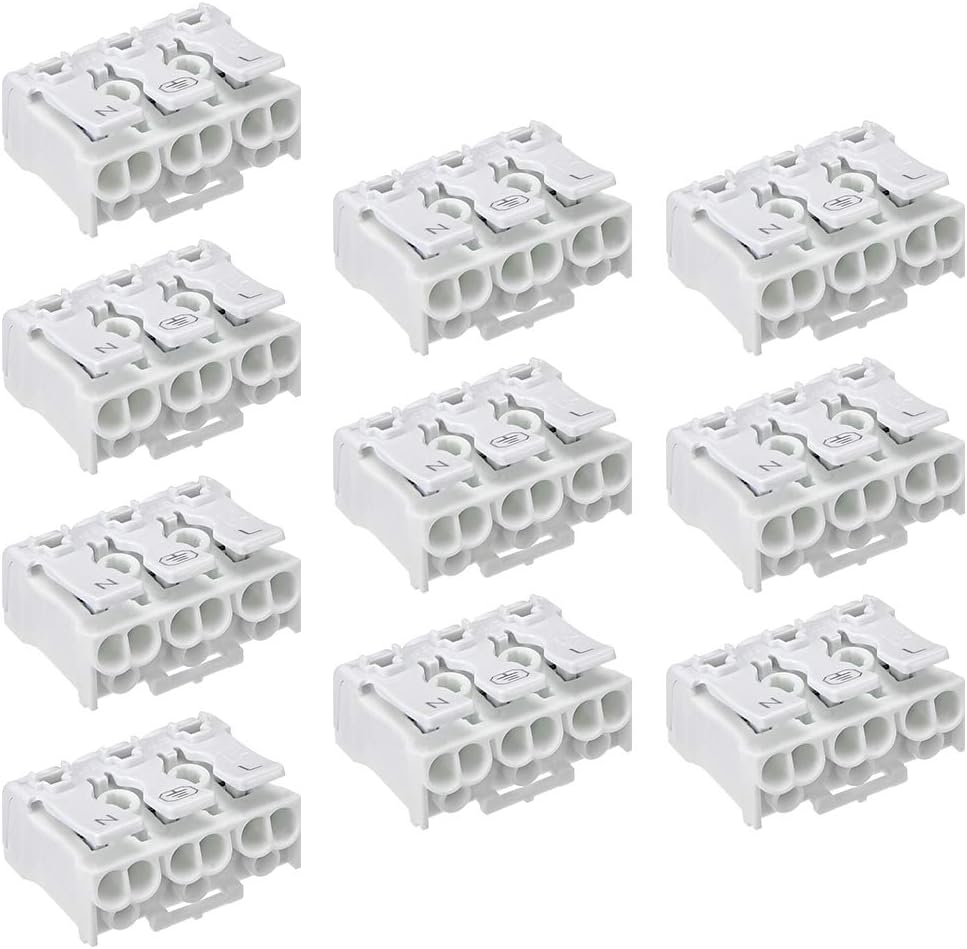 uxcell Spring Connectors, Quick Wire Connector Terminal Barrier Block 3 ...