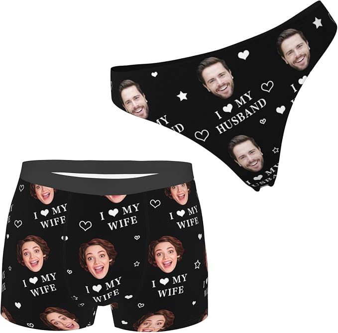 Amazon.com: Custom Face Photo Matching Underwear for Couples, I Love My ...