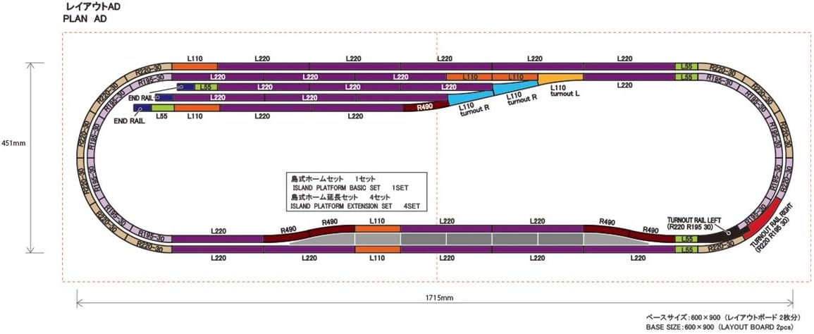 Amazon.com: Rokuhan Layout Plan AD Complete Track Set (67.5" x 17.7 ...