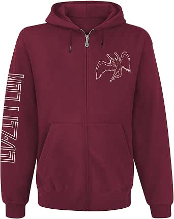 Led Zeppelin Symbols Men's Hooded Jacket Maroon Band Merch, Bands ...
