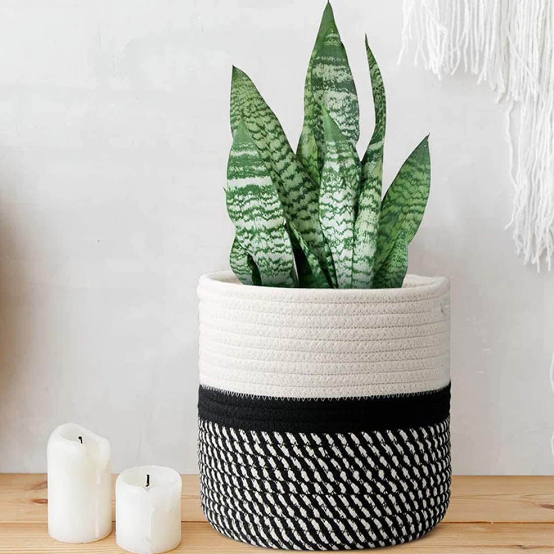 Rope Woven Basket, 20cm/7.9inch Cotton Rope Woven Storage Basket ...