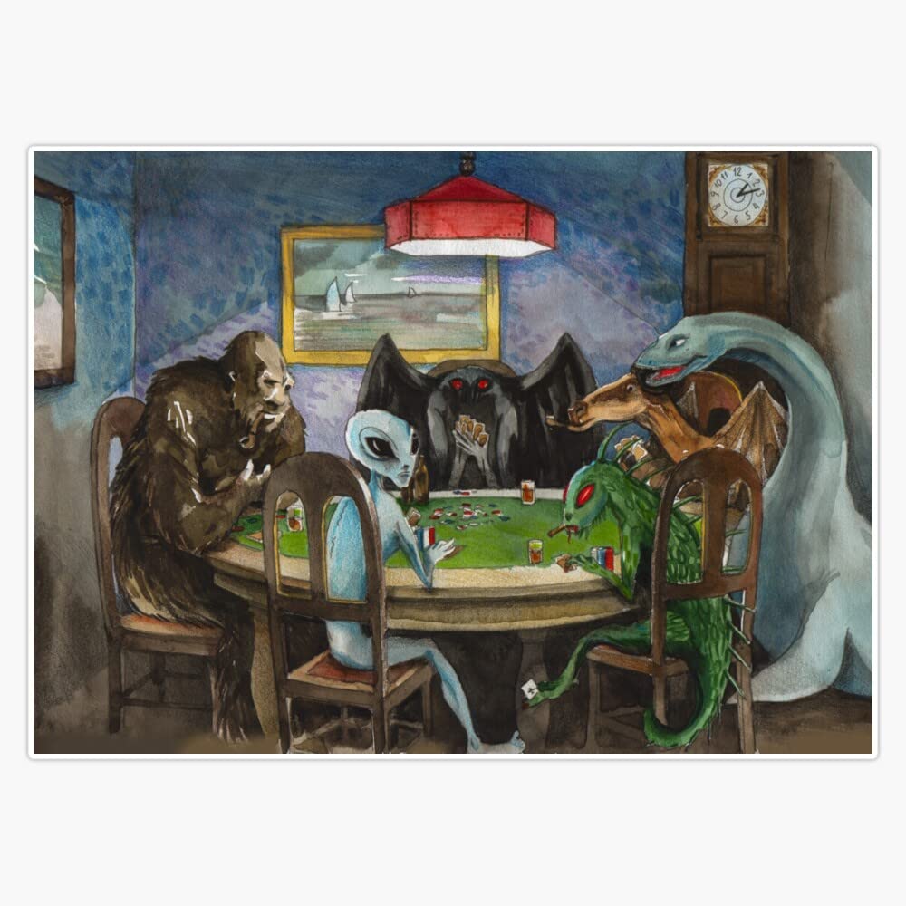Amazon.com: Cryptids Playing Poker Vinyl Sticker Laptop Decal ...