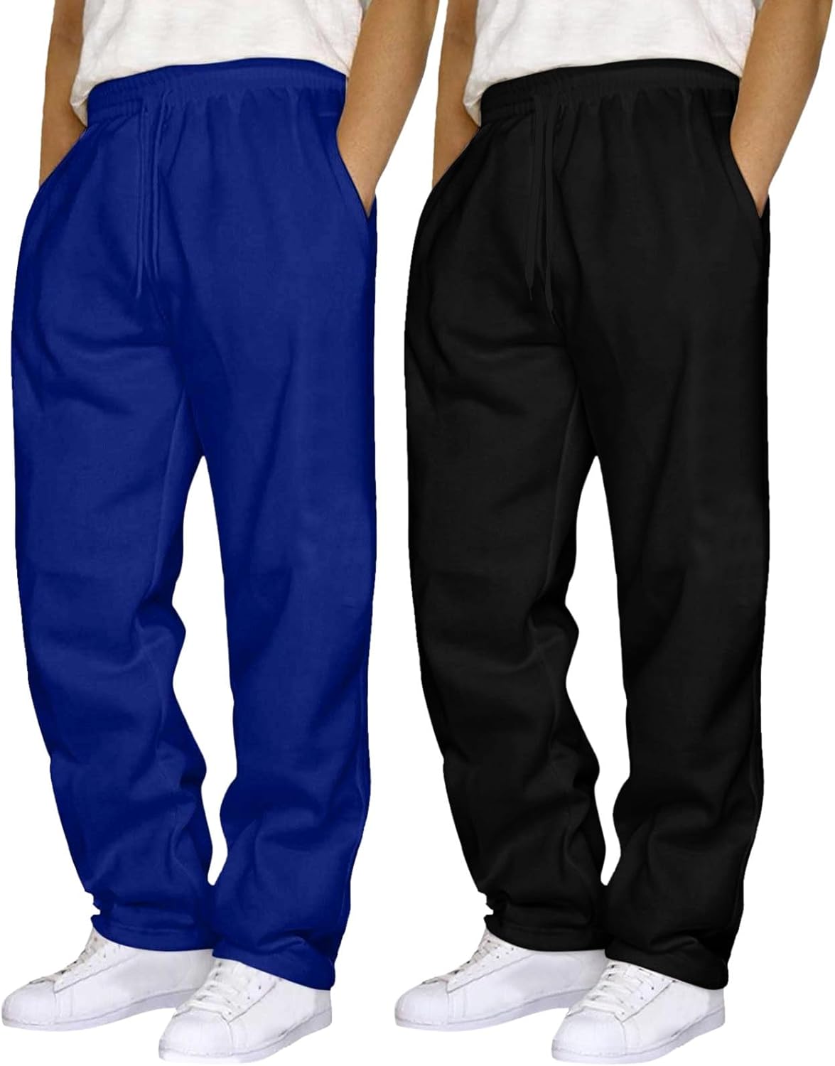 Lot de 2 pantalons de survêtement amples pour homme avec bas ouvert et ...