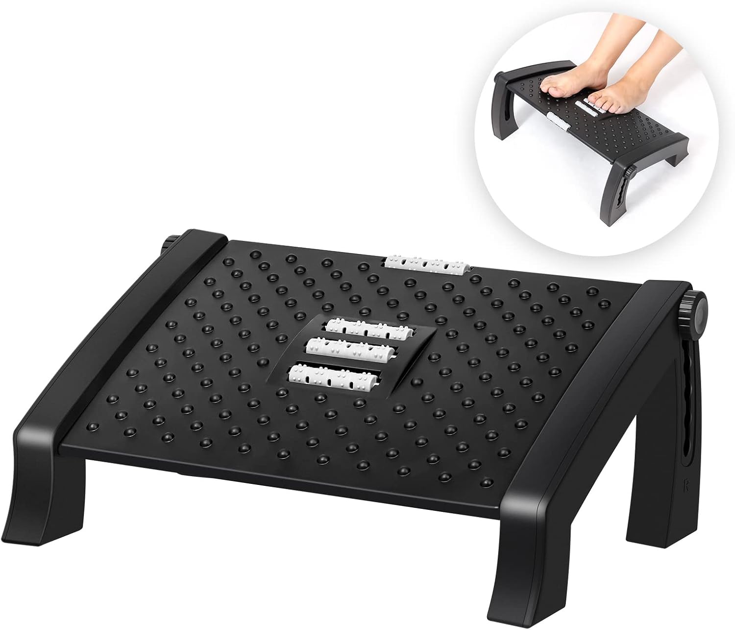 Reposapiés Ergonómico Ajustable En 6 Alturas Con Masajeador : Amazon ...