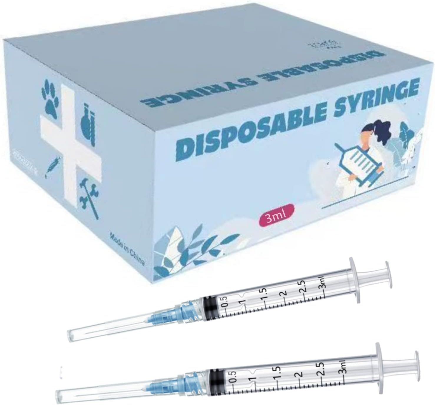 Amazon.com: 50 Pack 3ml/cc Plastic Syringe with 23Ga, Lab Sample ...