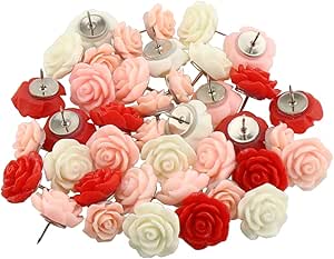 Amazon.com: Camellia Pushpin E-outstanding 40PCS Rose Shape Push Pins ...