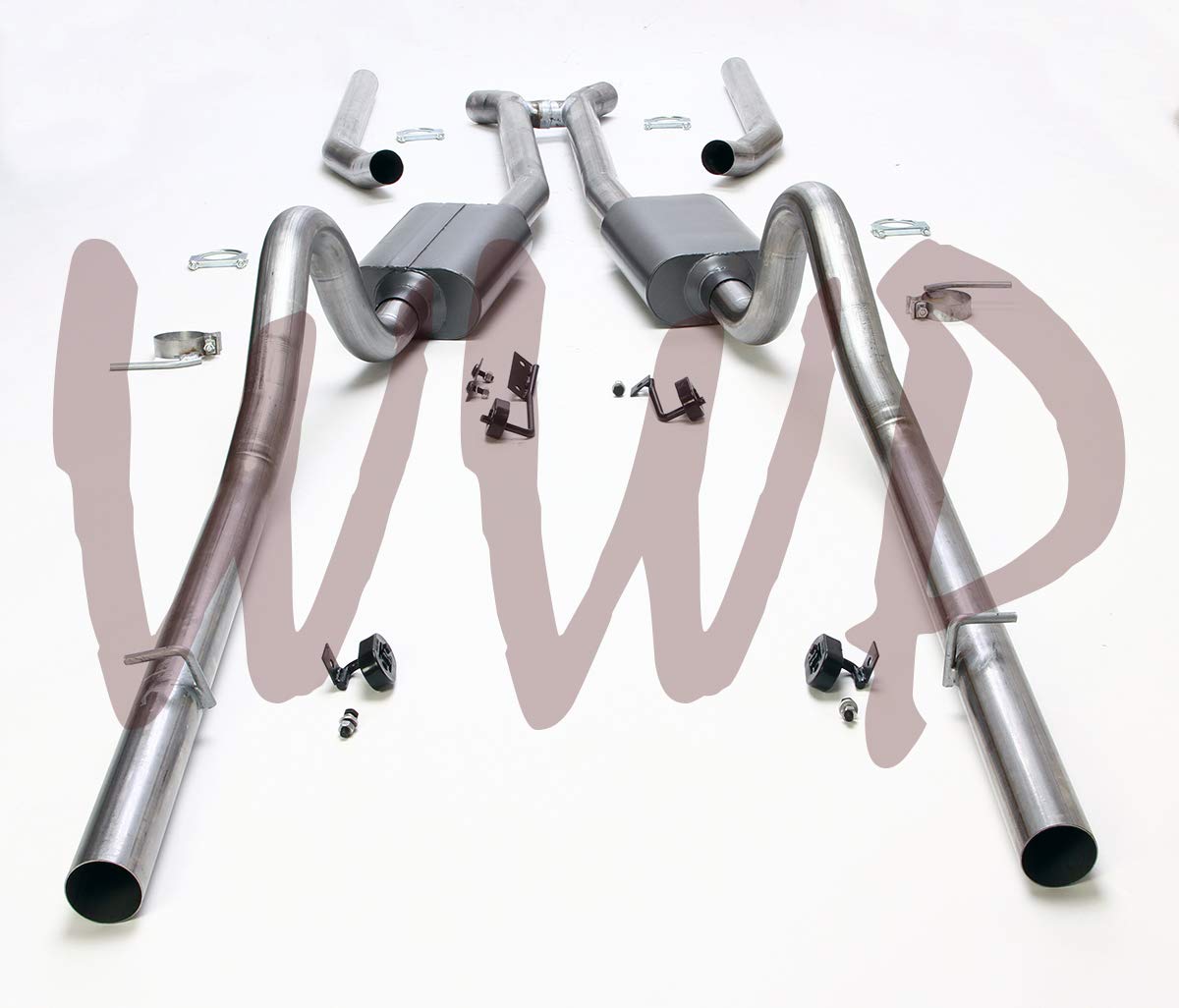 Buy Dual Split Header Back Exhaust System With Mufflers For 1968-1970 ...