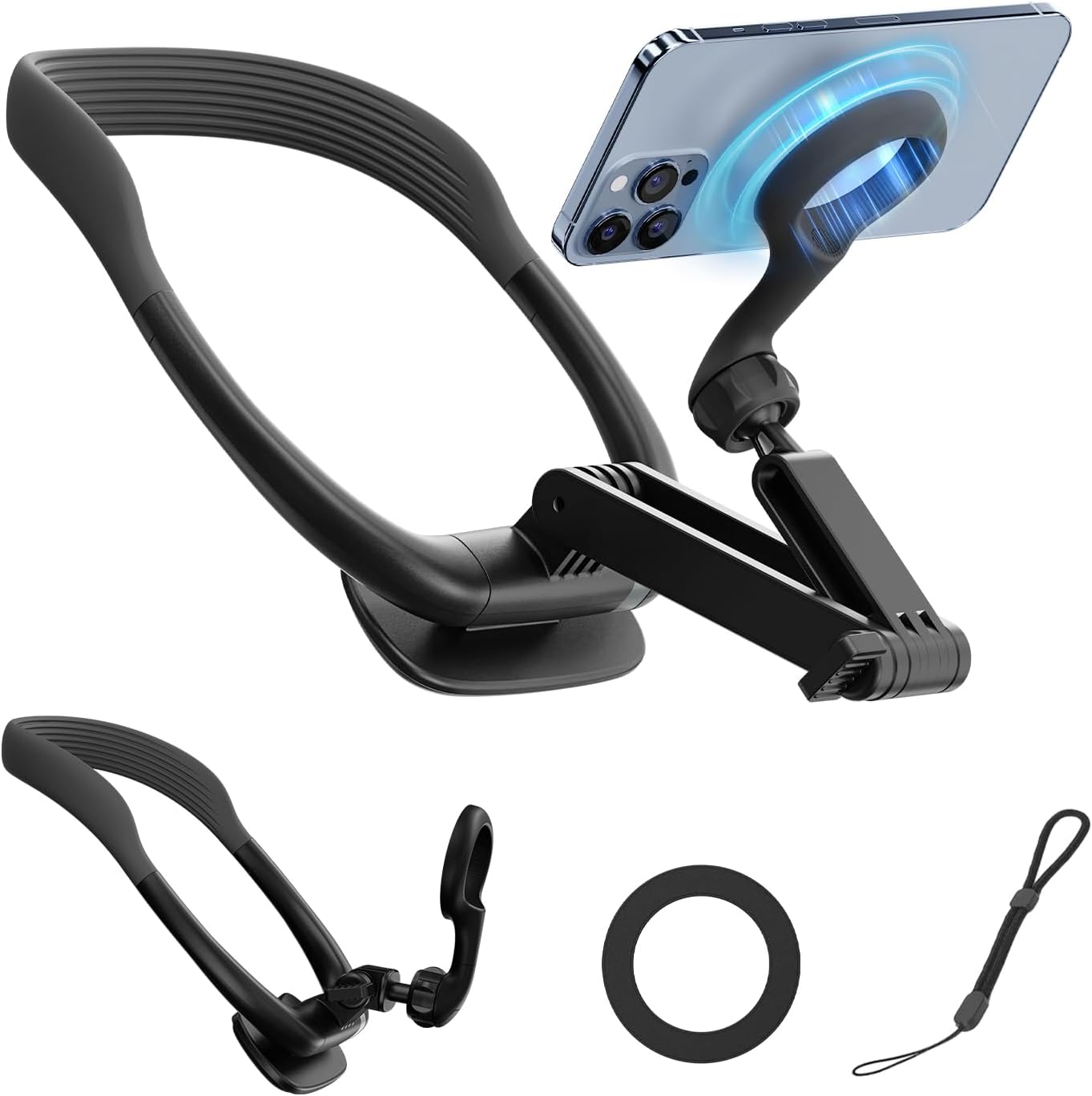 Amazon.com: Magnetic Neck Phone Holder, 4 in 1 Neck Mount for Phones ...