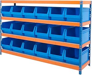 BiGDUG Racking With Plastic Bins - 18x Blue B60 Bins - 167.7h x 244w x ...