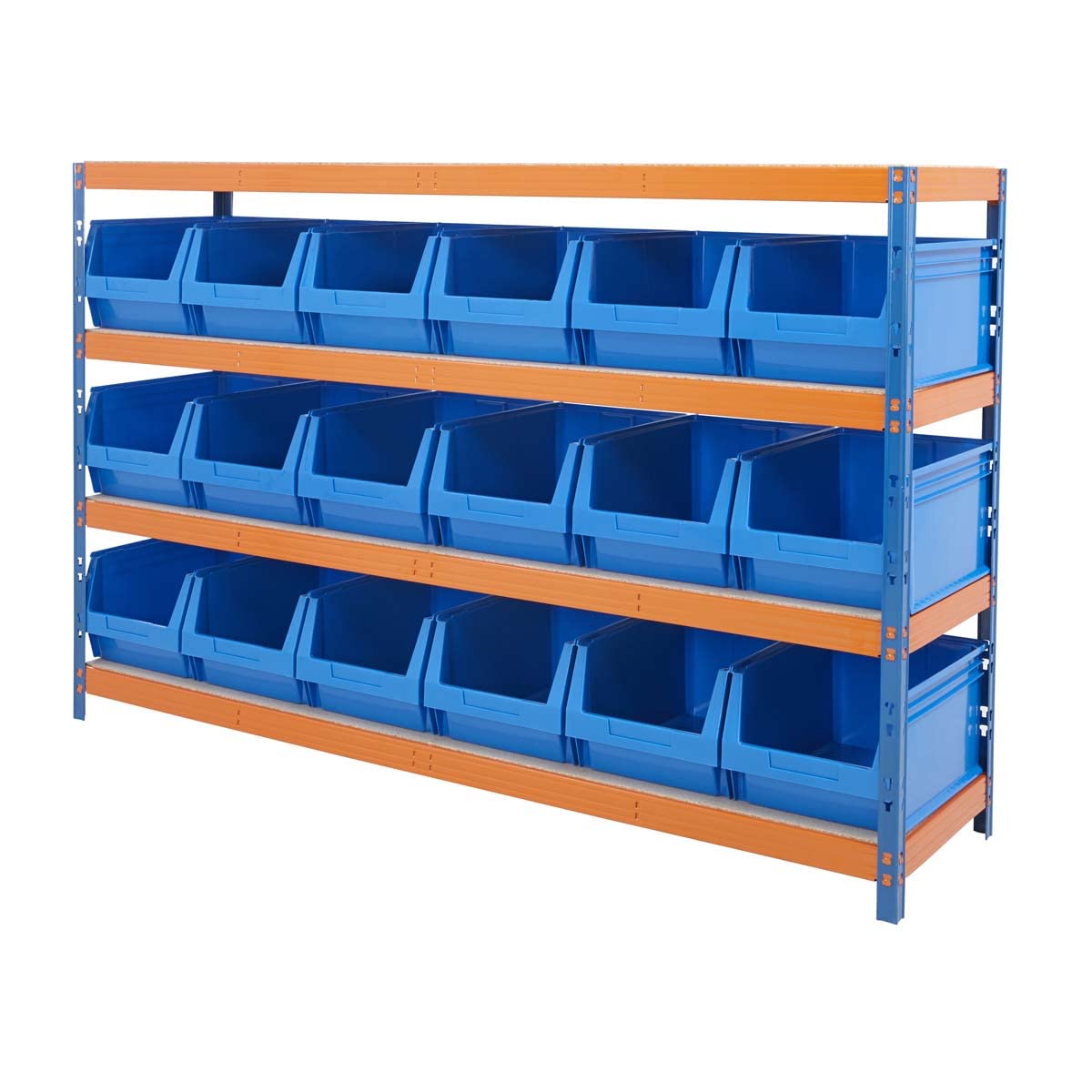 BiGDUG Racking With Plastic Bins - 18x Blue B60 Bins - 167.7h x 244w x ...