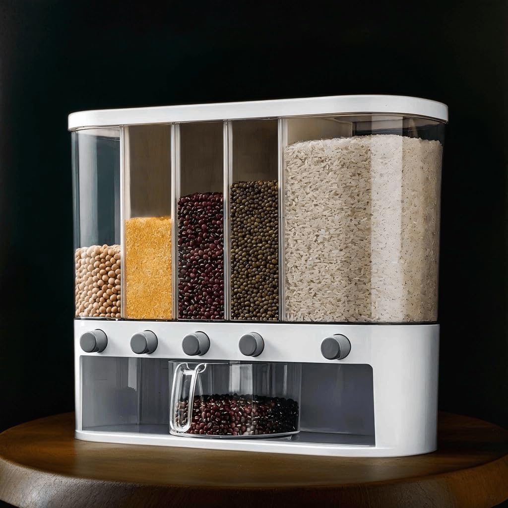 Buy Osay Cereal Dispensers,Wall mounted 5 Grid Cereal Container Storage ...