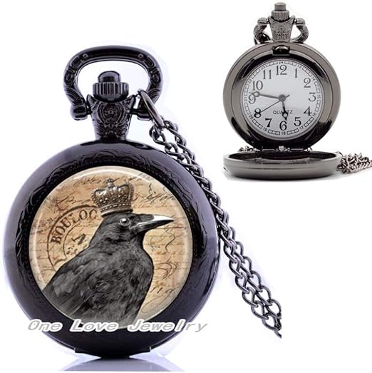 Ni36uo0qitian0ozaap Crow Jewelry Crow Pocket Watch Necklace Blackbird ...