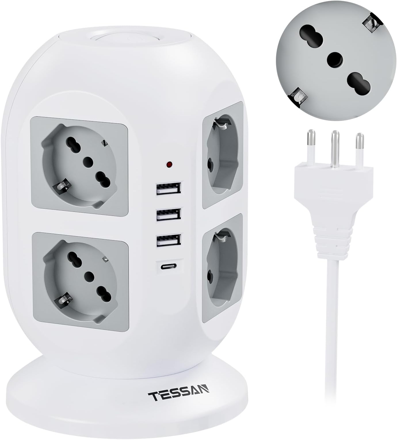 TESSAN Ciabatta Multipresa con USB, Multipresa Elettrica con 1 USB C e ...