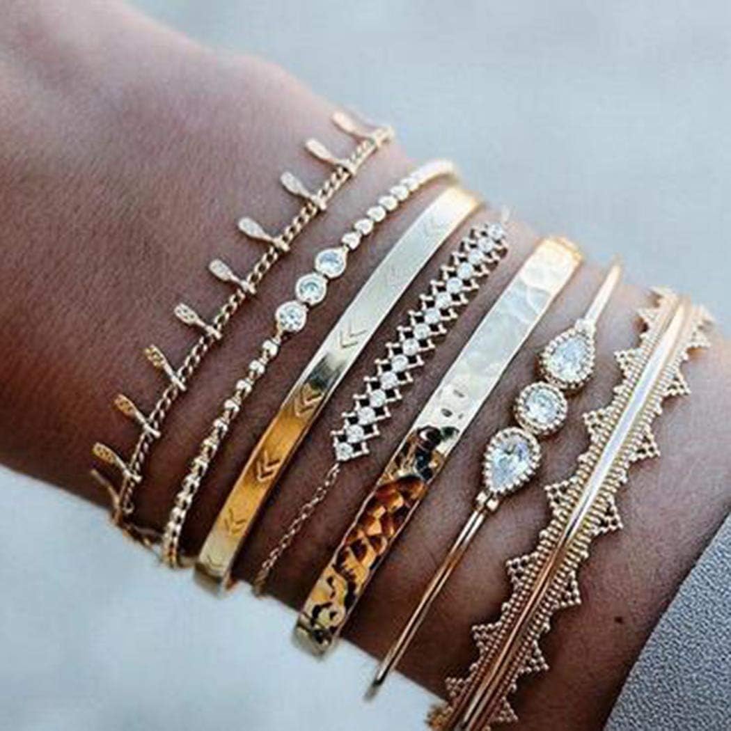 Amazon.com: Sakytal Boho Gold Cuff Bangles Bracelets Layered Stackable ...
