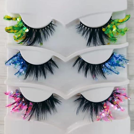 Amazon.com: Fake Eyelashes, Mink Lashes for Women Ladies, Colored Fake ...
