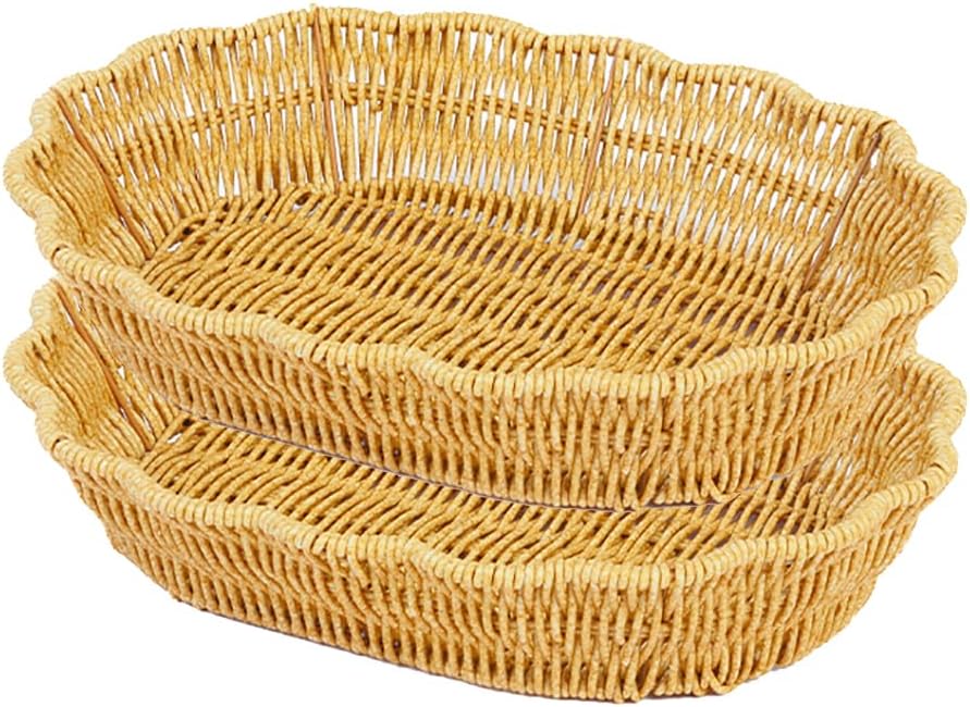 Amazon.com: 2Pack Fruit Baskets Wicker Bread Basket, Woven Tabletop ...
