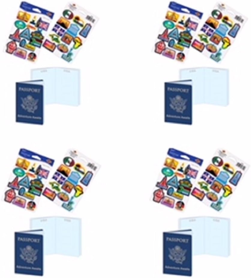 Amazon.com: Set of 8 Paper Passports and 8 Sheets of Passport Stickers ...