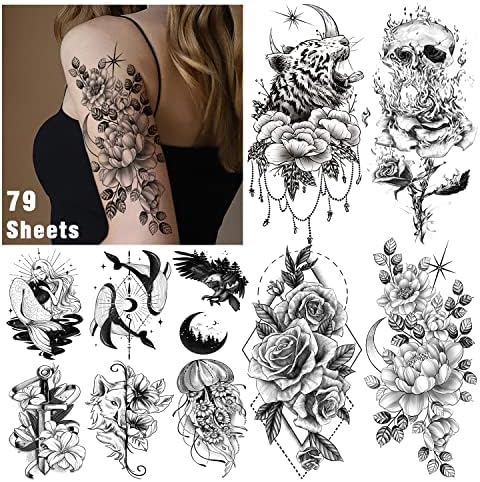 Amazon.com : Cerlaza 79 Sheets Long Lasting Temporary Tattoos for Women ...