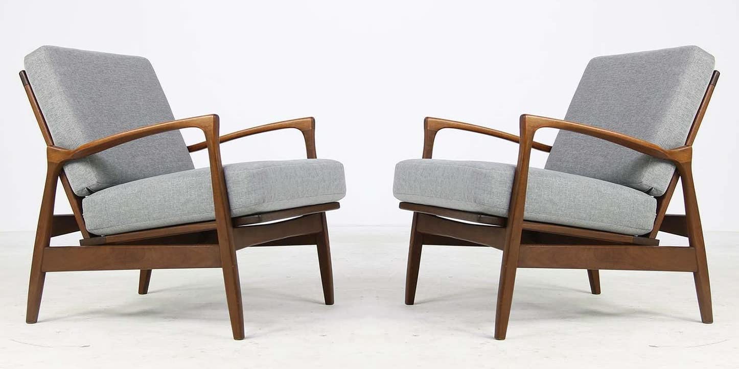 LSFH Unique Design 1960s Organic Shape Fabric Accent Chair Armchair ...