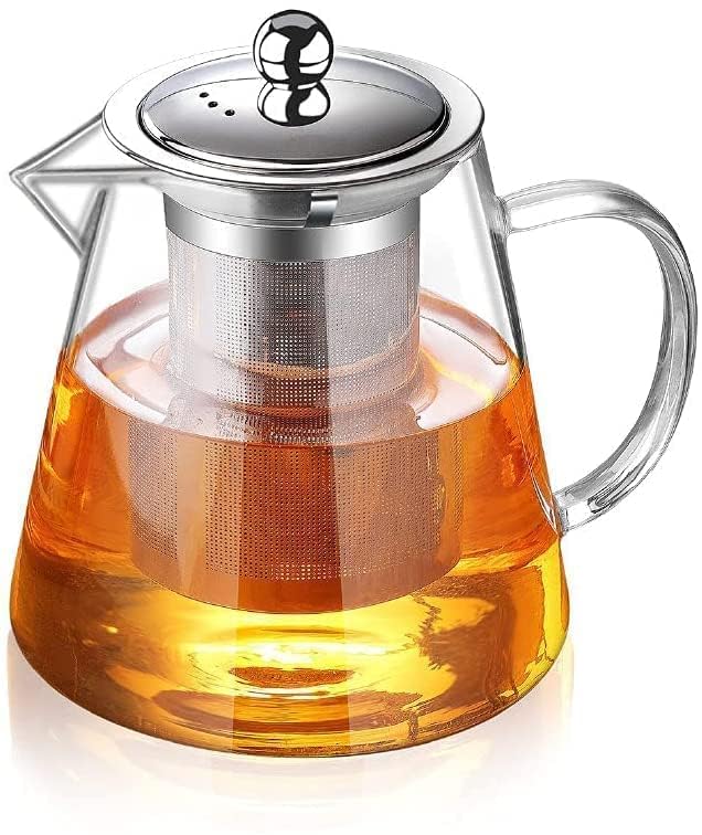 Buy YZM Glass Teapot with Stainless Steel Infuser & Lid, Glass Tea ...