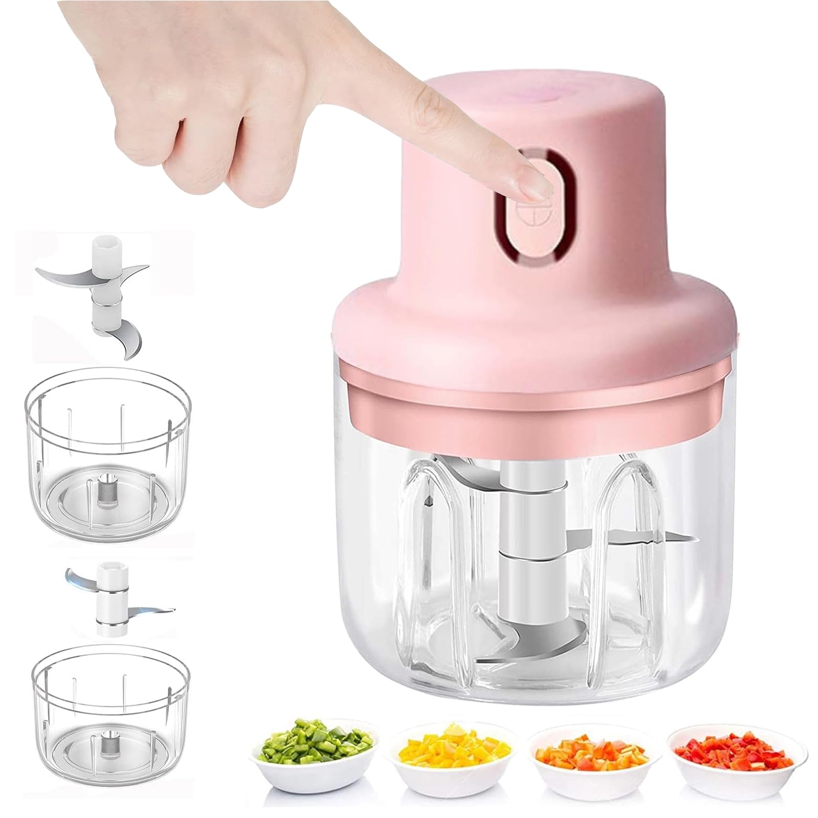 Amazon.com: Electric Garlic Chopper, Pink USB Charging Wireless Food ...