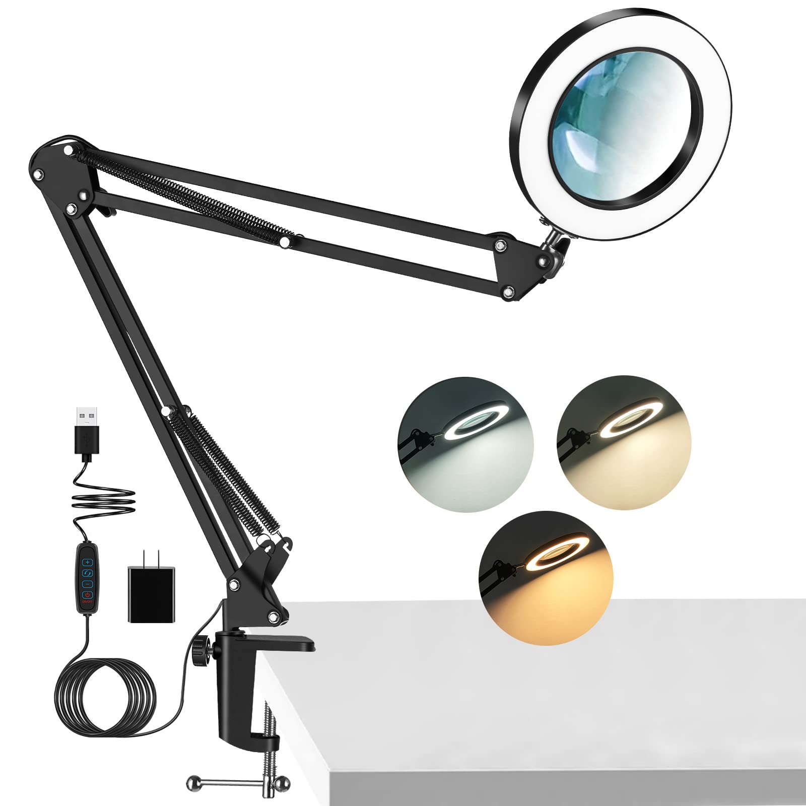 Magnifying Glass with Light, 5X Lighted Magnifying Glass 72 LEDs ...